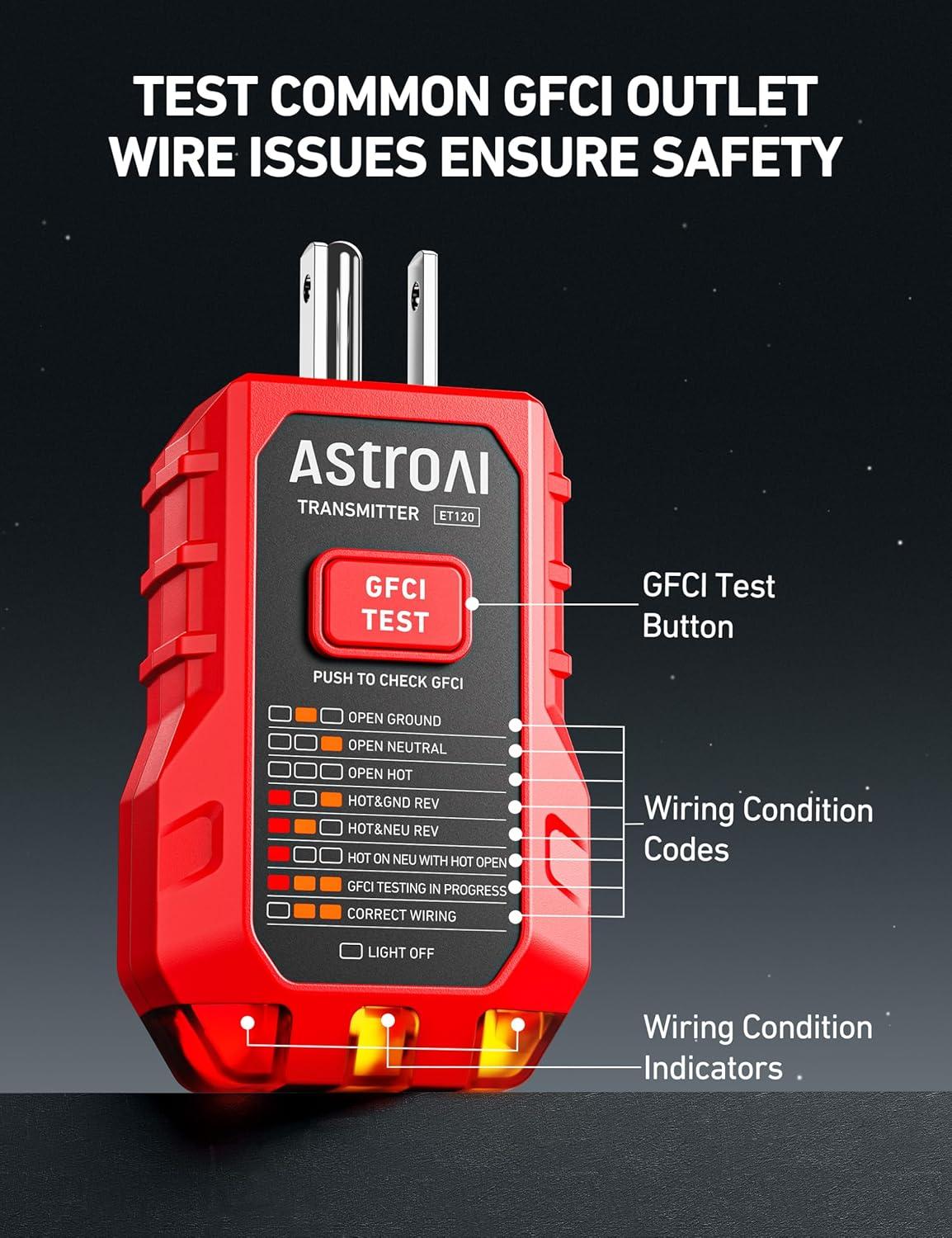AstroAI Circuit Breaker Finder with GFCI Outlet Tester, Electrical ...