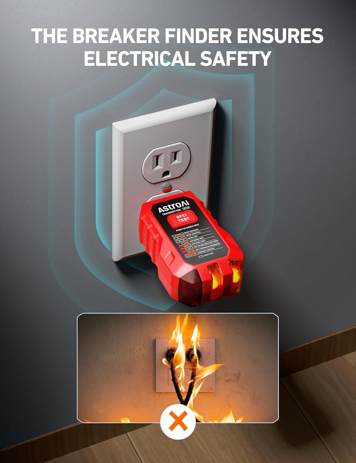 AstroAI Circuit Breaker Finder with GFCI Outlet Tester, Electrical ...
